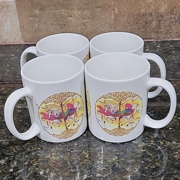 Linyi China | Kitchen | Linyi China Coffee Mugs Carousel Horse White ...